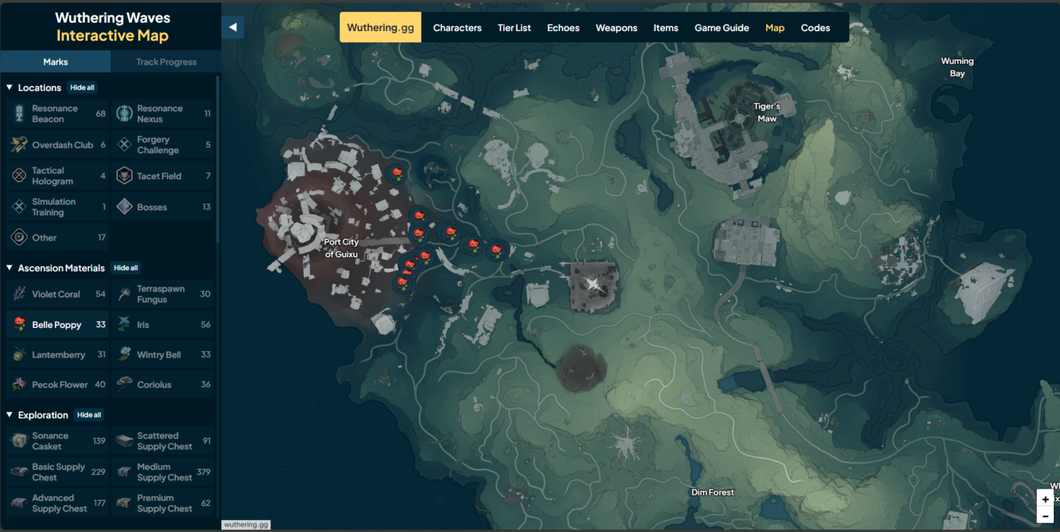 Wuthering Waves Interactive Map | 鳴潮info【GameNexus】