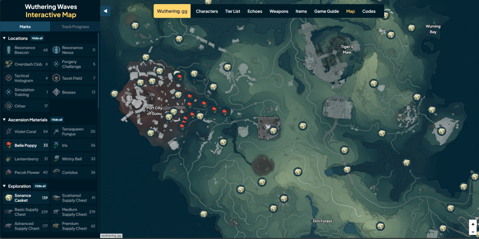 Wuthering Waves Interactive Map | 鳴潮info【GameNexus】